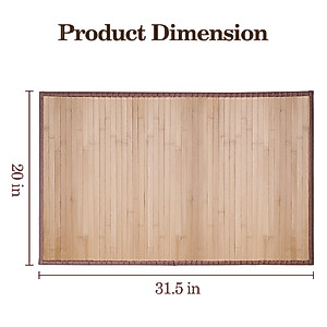 Qriocioa Small Bamboo Area Rug 31.5''x20'', Non Slip Bamboo Runners Rug for Hallways Entryway, Small Bamboo Floor Mat Easy to Mainten, Floor Protector Mat Neutral Area Rug