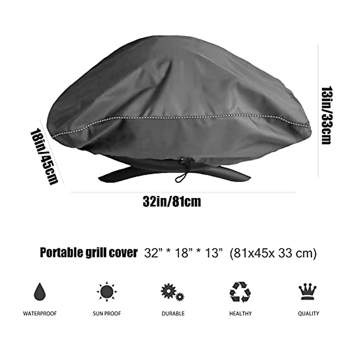 EPCOVER Portable Grill Cover for Weber Q2000, Q200 Series and Baby Q Gas Grill, Compared to Weber 7111, All Weather Protection，Gray