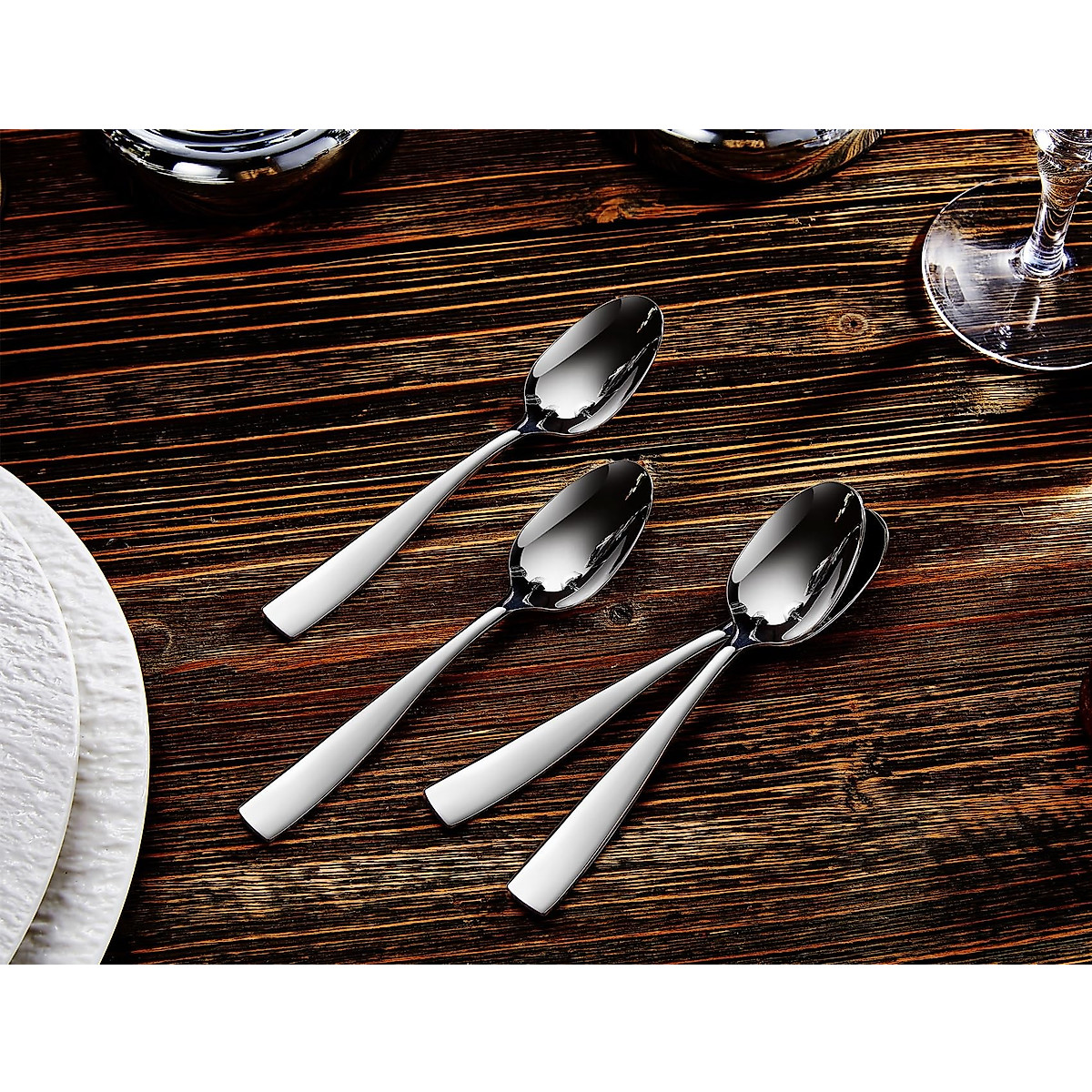 KEAWELL Premium 4-Piece Louis Spoon Set, 18/10 Stainless Steel, Set of 4, Fine Spoon Set with Squared Edge, Dishwasher Safe, Smooth and Solid (6.4" Teaspoon)