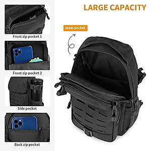 Pinprin Tactical Chest Bag Military Molle Sling Bag Waterproof Outdoor Shoulder Bag