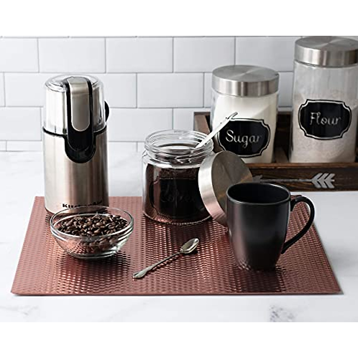 Heat Resistant, Non-Slip, Metal Counter / Table Protector Mat, Large - 14" x 17" - 2 Pack - Copper Color