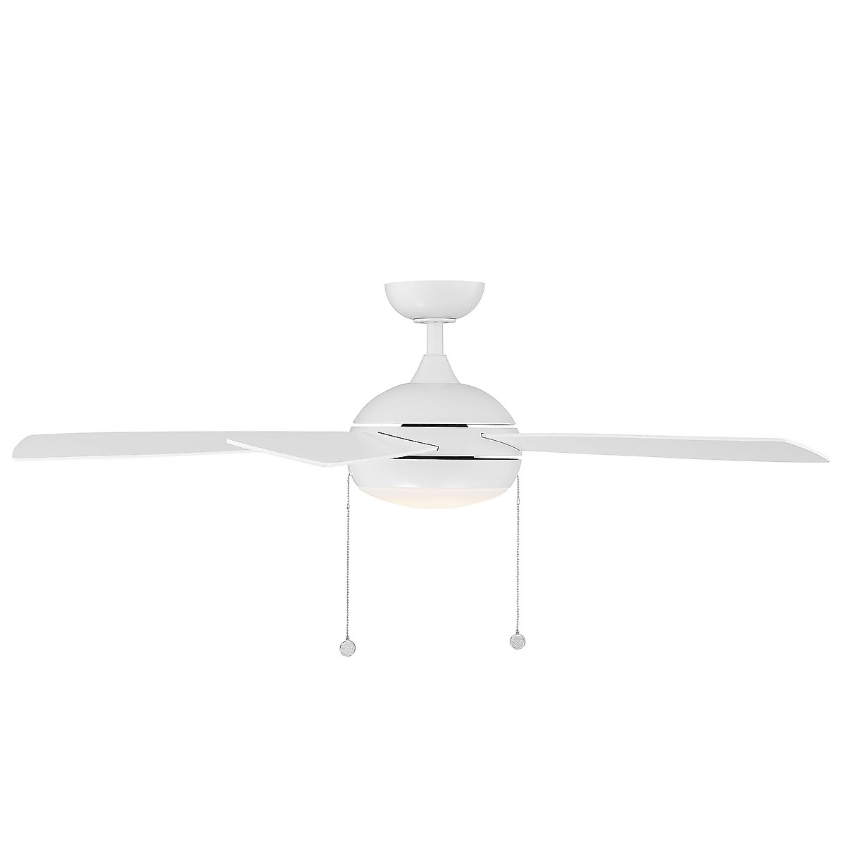 WAC Disc II 5-Blade Energy Star Pull Chain Memory Ceiling Fan 52in Matte White with 3000K Dimmable LED Light Kit