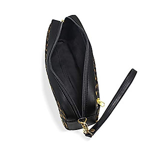 ALAZA Cute Pencil Case Leopard Print Animal Skin Gold Glitter Pen Cases Organizer PU Leather Comestic Makeup Bag Make up Pouch, Back to School Gifts