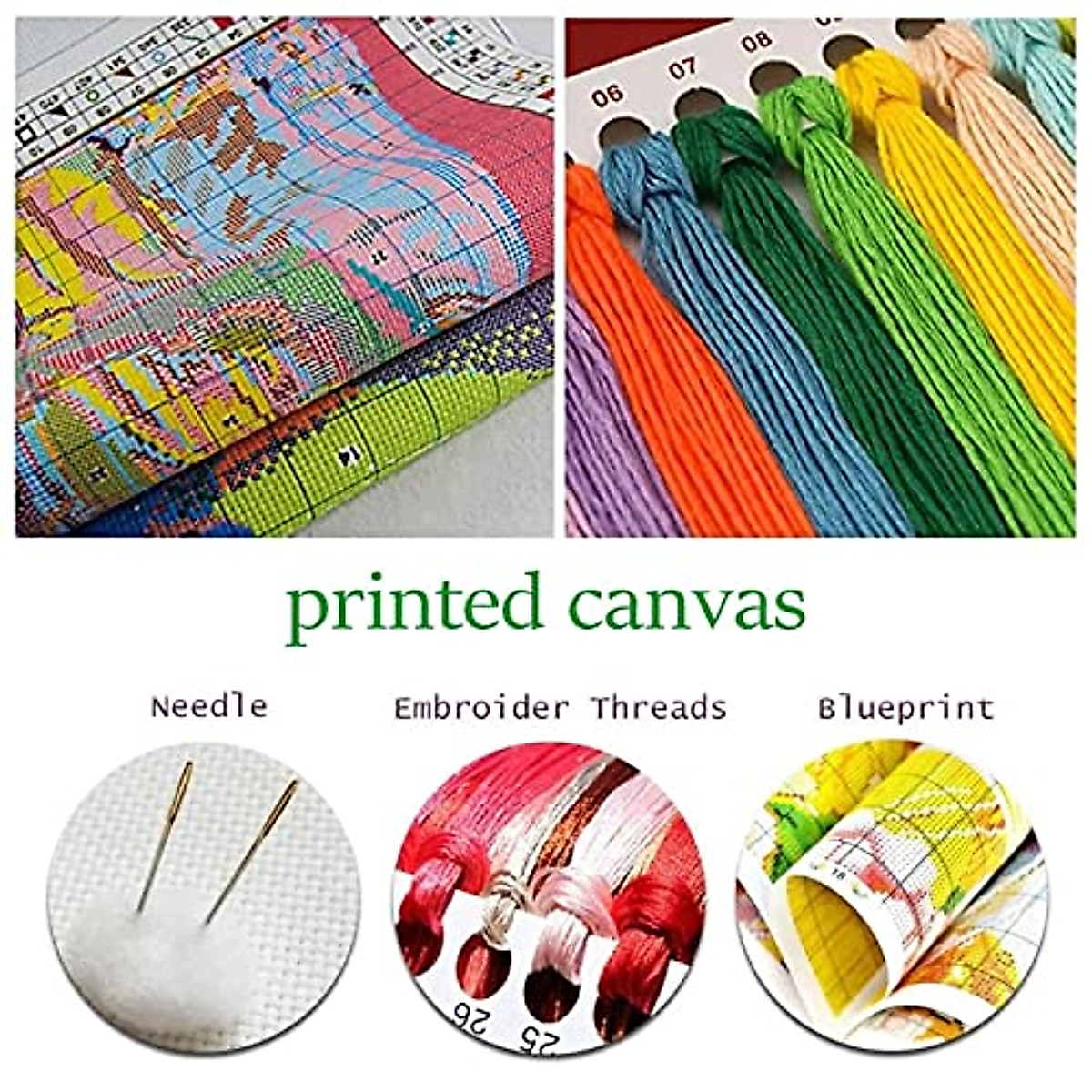 Magxvouy Beginners Cross Stitch Stamped Kits Full Range of Embroidery Starter Kits for Adults DIY 11CT Cross Stitches kit Embroidery Patterns Needlepoint Kits-Park Trail 15.7x19.7 inch