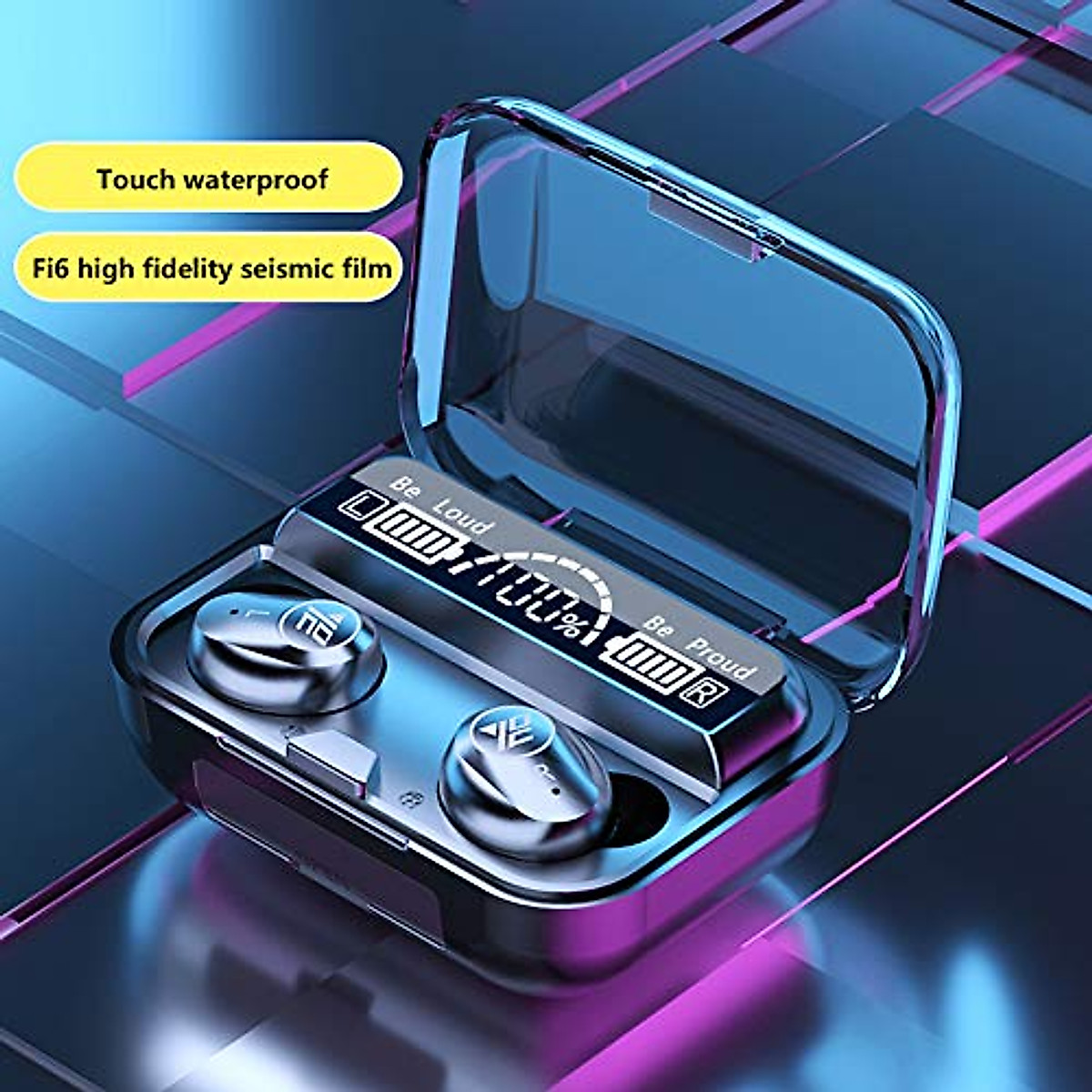 MOHALIKO M16 TWS 2000mAH Wireless Earbuds, Bluetooth 5.1 Headphones 180H Playtime, Semi-in-Ear Bluetooth 5.1 Sport Earphone with Touch Control Stereo Earbud for Work, Home Black