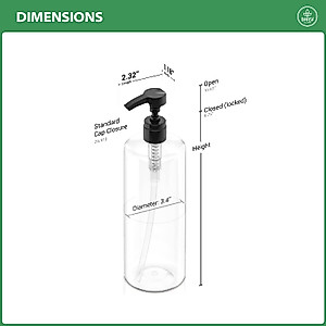 Empty Shampoo Pump Bottles, 32oz(1Liter), BPA-FREE, Plastic (PETE1) Cylinder, Pack of 3