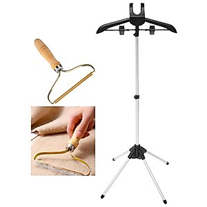 Generic Foldable Garment & Clothes Drying Rack,Adjustable Height,Handheld Hanging Ironing Machine Hanger Steam Ironing Machine Accessories Bracket, 4 Legs, LYJ841