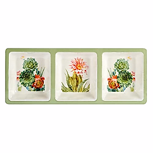 Certified International Desert Beauty Melamine Three Section Relish Tray, 14.50-inch Length