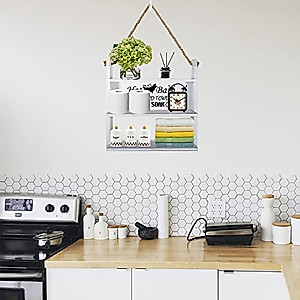 Bathroom Shelves Over Toilet, 3 Tier Toilet Top Organizer Wall Wooden Hanging Shelf for Bathroom Organizer Toilet Paper Holder Storage, Bottles Organizer, Restroom Organiser Rack (Seat&Bath)