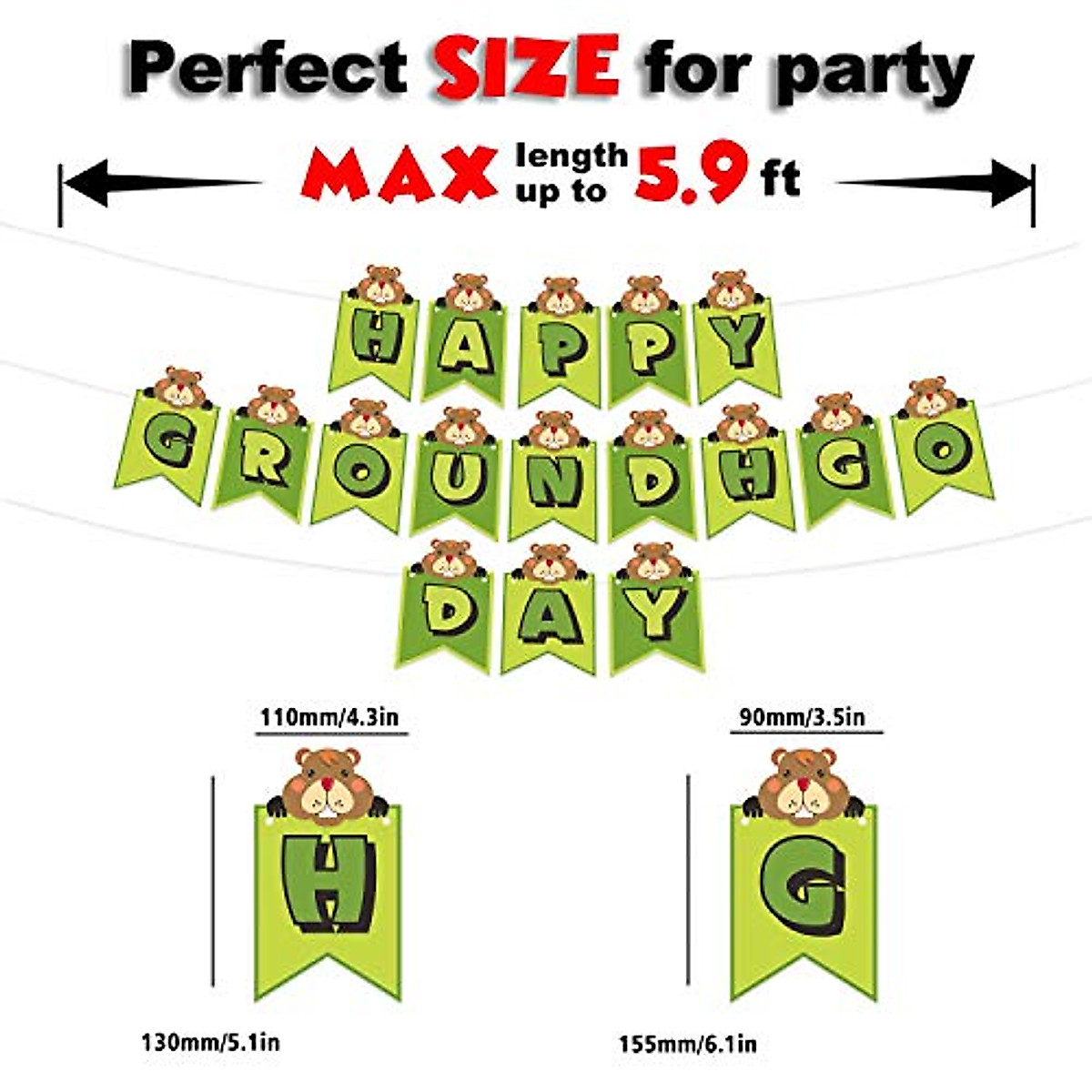 Happy Groundhog Day Banner Background Cute Animals Peeking Out Hole Theme Favors Decor for Groundhog Day Weather Forecast Spring February 2nd Holidays Festival 1st Birthday Party Supplies Decorations