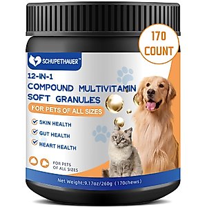 Pet Nutritional 12-in-1 Multivitamin Soft Chews Supplement for Dogs & Cats – Immune, Skin, Coat, and Digestion Support with Vitamins A, B, C, D, E & Minerals (170 Chews)