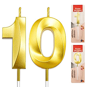10 Birthday Candle, Birthday Candles Numbers, Gold Birthday Candles, Number Candles, Happy Birthday Candles for Cake, Number Birthday Candles, Ten 10th 10 Birthday Decorations for Girls Boys