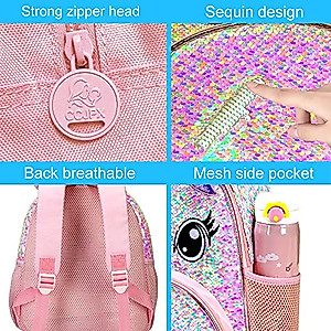 gxtvo 3PCS Unicorn Backpack for Girls, Toddler Sequin Preschool Bookbag, 12.5" Cute Cartoon Animal Schoolbag