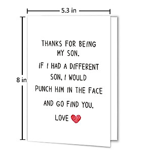 Son Card Funny Card for Son Birthday Card Thank You for Being My Son Humorous Card