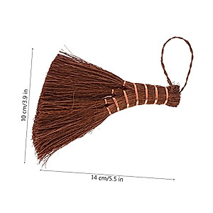 ORFOFE 2 Pcs Mini Brown Broom Hand Sweeping Whisk Natural Palm Broom Counter Cleaner Car Broom Portable Sweeper Broom Cleaning Toys Broom for Small Cleaning Broom Brooms Brown Silk