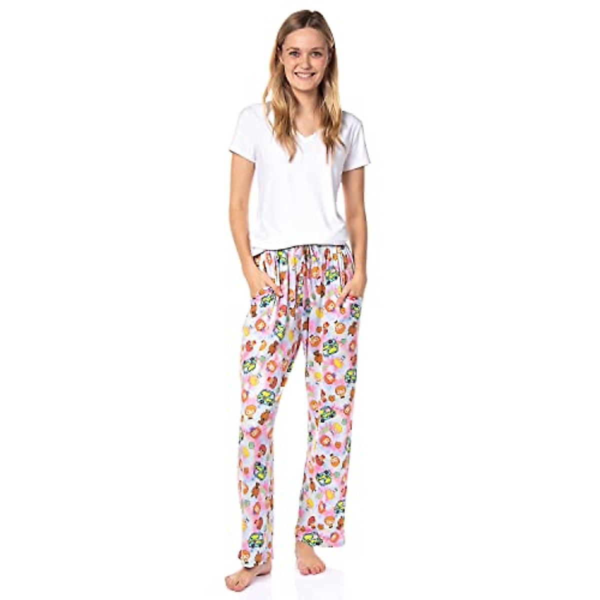 Scooby-Doo Womens' Chibi Characters The Gang Scooby Shaggy Velma Daphne Fred Sleep Pajama Pants (XXX-Large)
