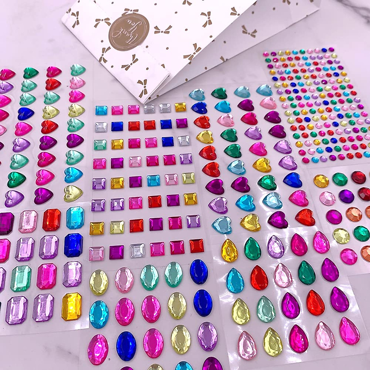 365pcs Jewels Stickers Gem Stickers Rhinestone for Crafts Sticker Gems Self Adhesive Bling Jewels