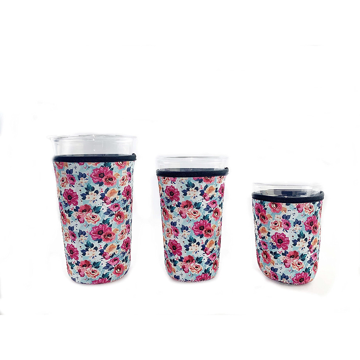 3 Pack Reusable Iced Coffee Sleeves, Jahomieo Insulator Sleeve for Cold Beverages, Neoprene Drink Sleeve Cup Holder for Starbucks Coffee, McDonalds, Dunkin Coffee，More