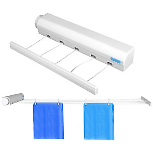 Estink Retractable Clothesline Kit, Plastic Modern Telescopic Retractable Clothesline Clothes Drying Rope Hanger for Indoor Outdoor Home Bathroom Laundry Drying Balcony Supplies (Five