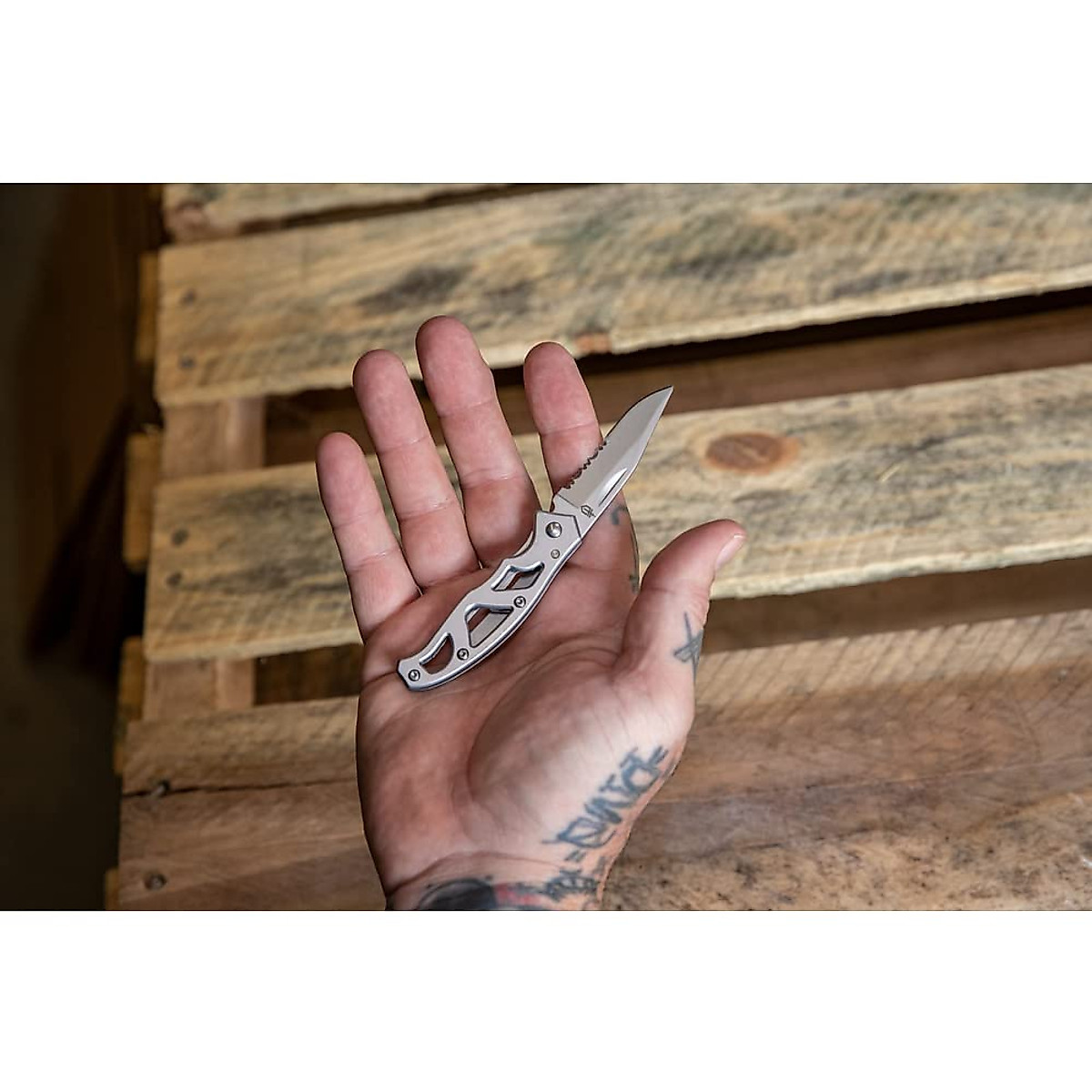 Gerber Gear Paraframe Mini Knife, Serrated Edge, Stainless Steel [22-48484]