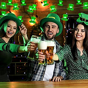Tmacker St Patricks Day Decorations 3D13Ft 50LED Green Leprechaun Top Hat String Light, St Patricks Day Decor Irish Party for Home Indoor/Outdoor Wedding Anniversary Holiday Green Decor