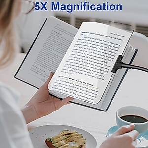 4X Magnifying Glass for Reading, 10"x6.5" Hands Free Magnifier with Stand, Large Full Page and Flexible Gooseneck for Senior Low Vision and Macular Degeneration When Sewing, Needlepoint, Reading