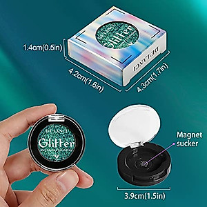 Afflano Single Green Eyeshadow Shimmery, Highly Pigmented Multichrome Eyeshadow Green, Color Changing Forest Green Glitter Eyeshadow, Holographic Chrome Eye Shadow for Green Eye Makeup