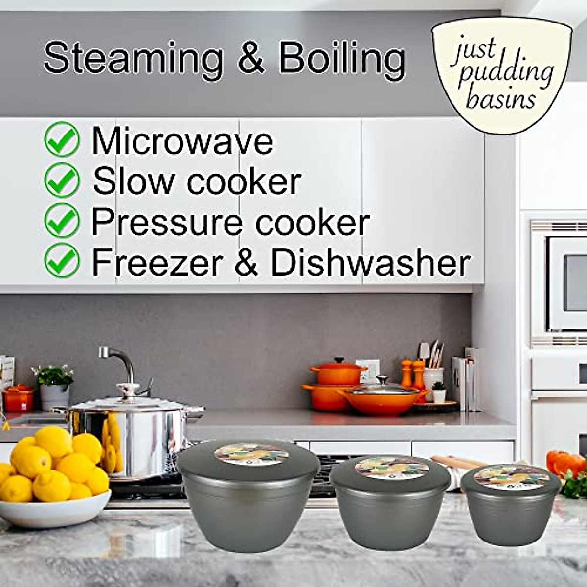 5 fl oz Small Pudding Mold and Lid Clear Reusable Food Safe Plastic Steam Pudding Bowls (4 pack)