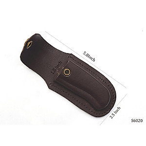 Custom Handmade Leather Genuine Vertical and Horizontal Sheath Folding Pocket Knife Buck 110