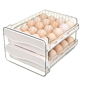 KELEJU Egg Storage Box 40 Grid ,Large Capacity Double Drawer,Household Fresh-Keeping Egg Shelf Tray,Storage Box For Kitchen Counter And Refrigerator,Transparent And Visible