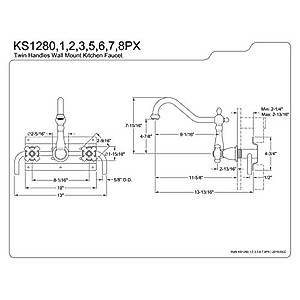 Kingston Brass KS1286PX Heritage Kitchen Faucet, 9-3/16" in Spout Reach, Polished Nickel