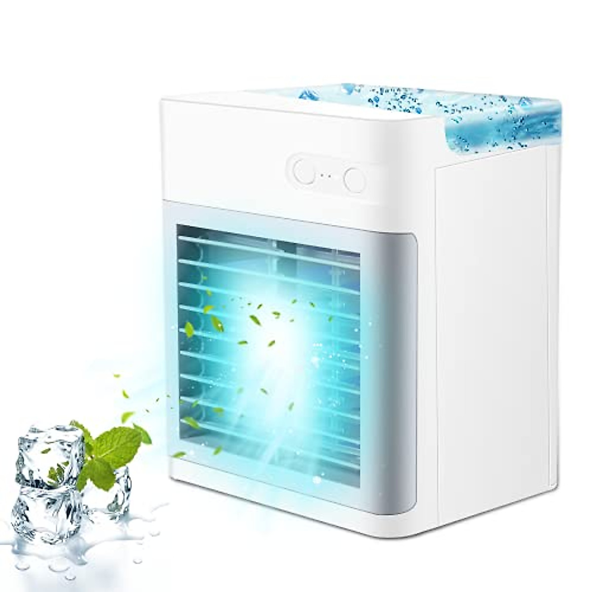 Geohee Portable Air Conditioner,Quiet Personal Air Conditioner Fan,3-Speeds Air Cooler Mini Air Conditioner Fan Desktop Cooling Fan for Office and Home, Grey&White