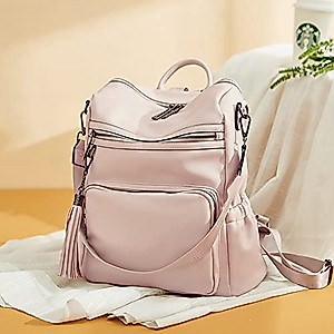 CLUCI Backpack Purse for Women Fashion Leather Designer Travel Large Ladies Convertible Shoulder Bags with Tassel Pink