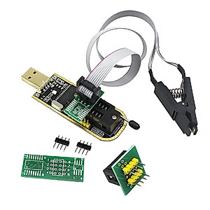 KeeYees SOP8 SOIC8 Test Clip and CH341A USB Programmer Flash for Most of 24 25 Series BIOS Chip with PDF Tutorial