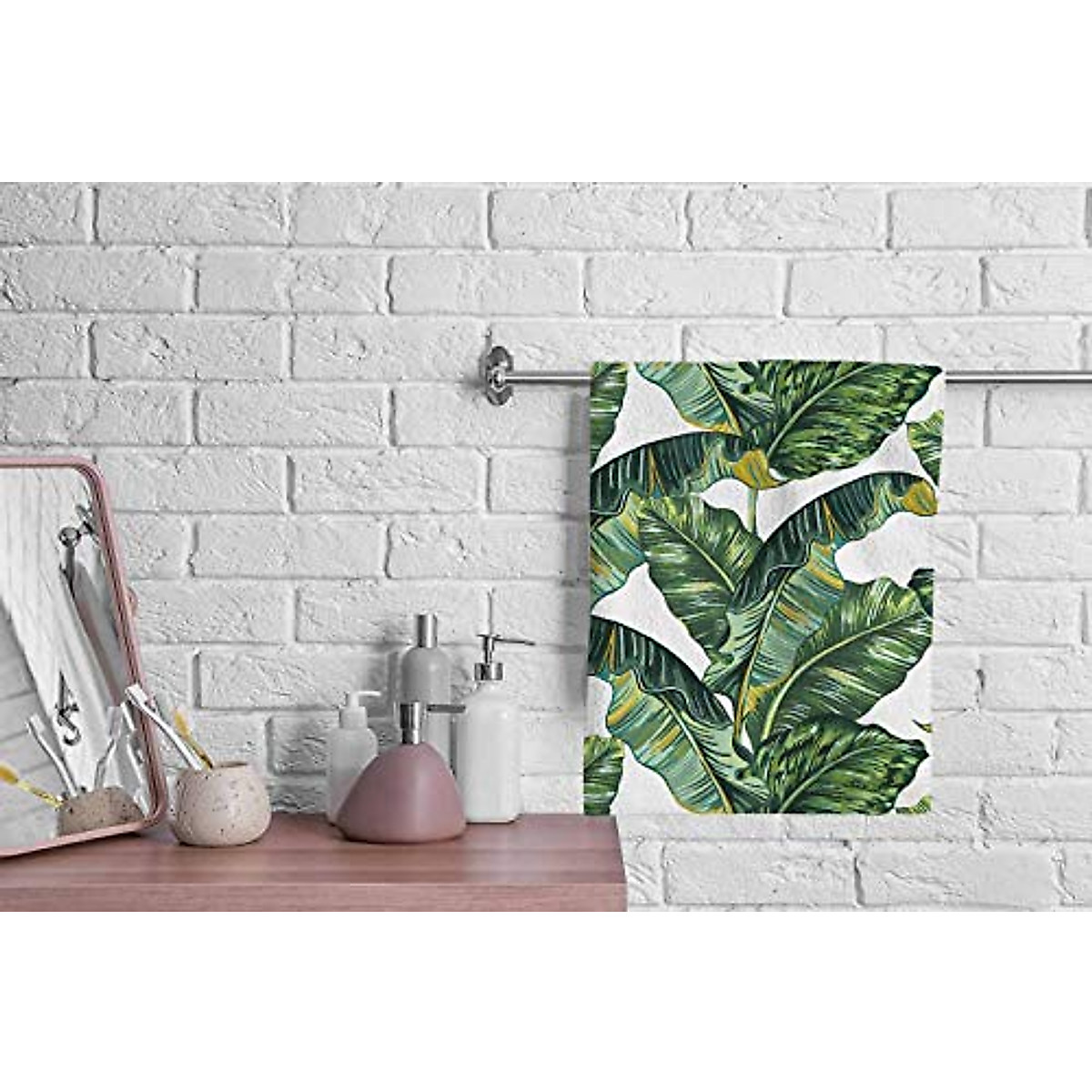 oFloral Hand Towels Cotton Washcloths Jungle Leaf Seamless Floral Pattern,Comfortable Super-Absorbent Soft Towels for Bathroom Beach Kitchen Spa Gym Yoga Face Towel 15X30 Inch