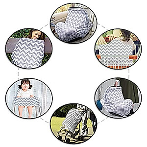 Entyle Baby Car Seat Covers - Car Seat Canopy for Boys Girls, Stretchy Breathable Nursing Breastfeeding Covers, Multifunctional Newborn Nursing Scarf, Infant Stroller/Shopping Cart Cover (Grey Ripple)