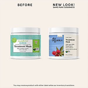 Sky Organics Curl Care Bio-Based Treatment Mask for Hair USDA Certified Bio-Based to Repair, Strengthen & Soften Curls, 8 fl. Oz
