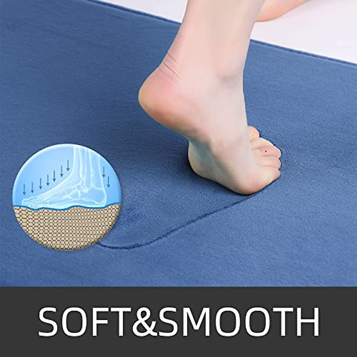 BSAOUTZ Bathroom Rugs 3 Piece, Blue Memory Foam Bath Mat Set, Non Slip and Absorbent Mats, Washable Bath Mat Sets for Bathroom Shower Tub