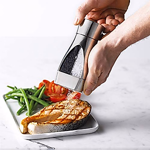 Trudeau - 716451 Trudeau Stainless Steel Manual 2-in-1 Salt and Pepper Mill, 7.5 inches, Silver