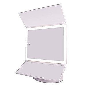 KXA Tri-Fold Vanity Mirror, 24 LED Lighted with Touch Screen 1X/2X/3X Magnification and USB Charging Adjustable Brightness and Stand for Makeup