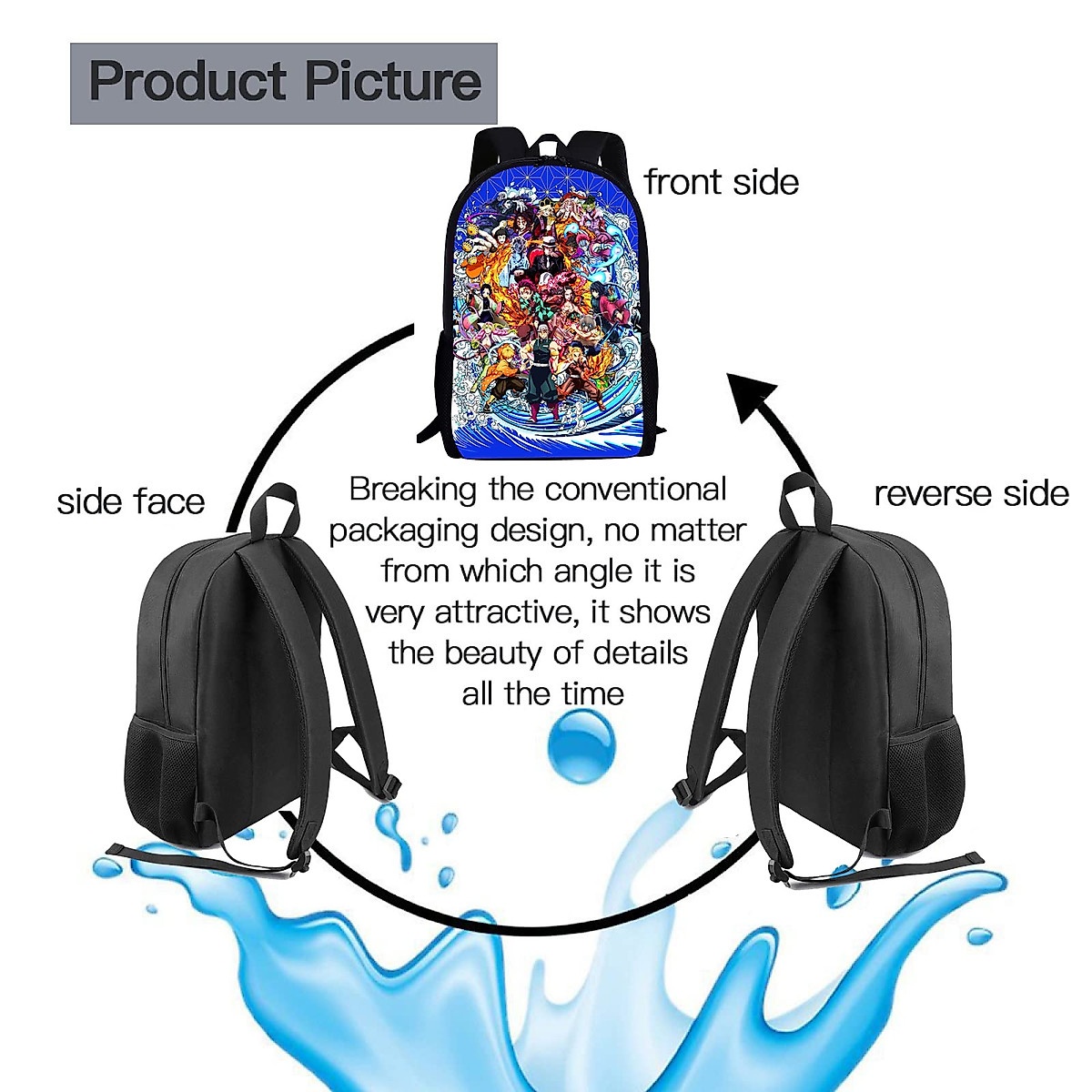 Guainuhai Anime Backpacks 3D Print Cartoon Backpack Fashion Anime Backpack Travel Bags 17inch C