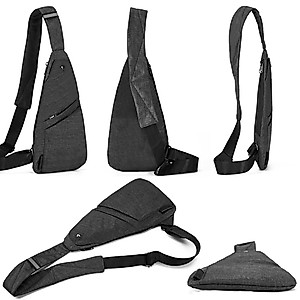 Seoky Rop Slim Sling Bag Small Ultra Thin Water Resistance Crossbody Chest Shoulder Backpack Personal Pocket Bag Dark Grey