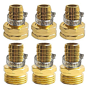 Uptotop Garden Hose Repair Connectors with Claps, Female and Male Garden Hose Fittings for 3/4" & 5/8", Metal Garden Hose Repair Kit, 3 Set
