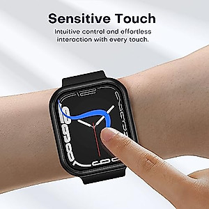 TAURI 2 Pack Hard Case Designed for Apple Watch Series 9 (2023) Series 8/7 45mm, [HD Clear] Built-in 9H Tempered Glass Screen Protector, [Full Protection] Slim Cover for iWatch S9/S8/S7 45mm - Black