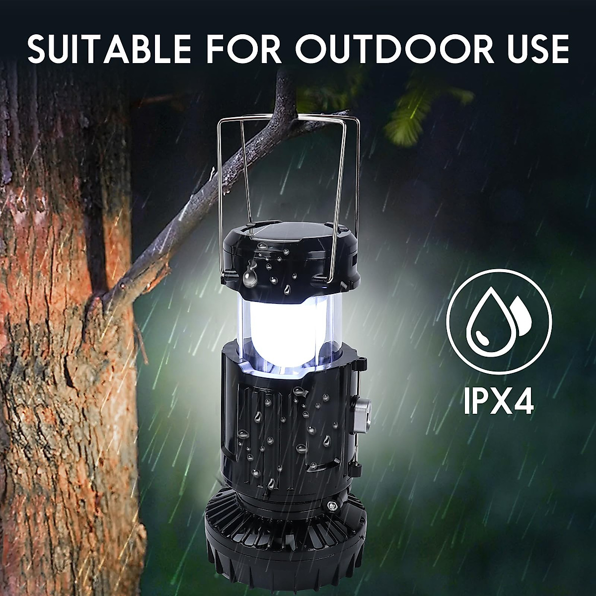 2024 Upgrade Solar Powered Camping Lantern with Fan - Stay Cool and Well-lit During Outdoor Adventures with This Versatile Lantern Featuring a Built-in Fan for Added Comfort.