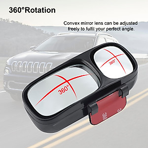 LivTee Blind Spot Mirror, Double Adjustable Mounted Blindspot Mirror HD Glass Wide Angle View, Side Rearview Mirror Universal, Left