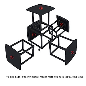 LUGSHIREE 5 in 1 Nesting Ottoman Cube Chair, Stackable Stools, Leather Square Ottoman Bench, Foot Stool with Wheels for Living Room,Dining Room 15.75x15.75x16.54 inches