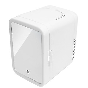 Portable Mirrored Personal Fridge, 4 Liter Mini Refrigerator, Makeup Storage Mini Refrigerator, LED Makeup Light HD Cooler and Warmer, Sealed Beauty Skin Care for Desktop Or Travel