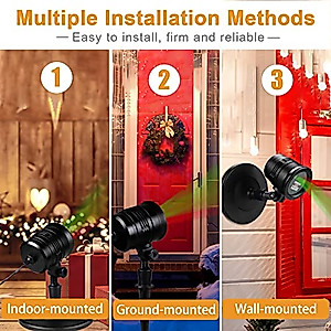 Christmas Projector Lights Outdoor, Led Christmas Laser Lights Landscape Spotlight Red and Green Star Show Waterproof with Remote Decorative Patterns for Indoor Outdoor Garden Patio Wall Holiday