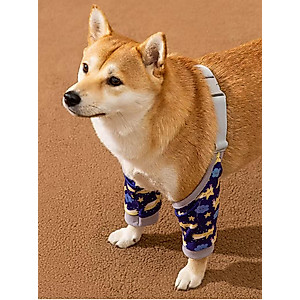 BWZYdy Dog Elbow Protector Sleeve,Elbow Sleeves with Mesh Pad for Small Medium Large Dog Elbow Protector for Calluses and Stop Licking Elbow Wounds (Blue, 79-93pounds)